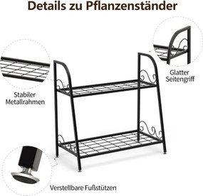 Costway Stojan na rostliny 2-vrstvý kovový stojan na rostliny