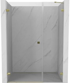 Mexen Lunar-B sprchové dveře výklopné levé 140 cm, transparentní, zlaté - 832S-140-050-50-00-L