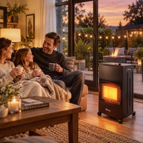 Outsunny Plynový topič venkovní 1,5-4,2 kW sklopný terasový topič s kolečky, ochranným krytem, 3 výkonnostními stupni, hadicí