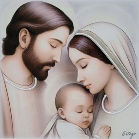 Obraz Svaté rodiny malovaný na dřevě 24x24 cm Sku: ES05182802