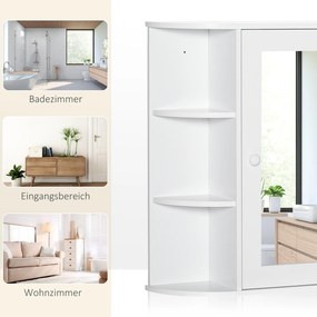 HOMCOM zrcadlová skříňka koupelnová zrcadlová nástěnná skříňka s 8 přihrádkami víceúčelová skříňka bílá 66x17x63cm do koupelny | Aosom.de