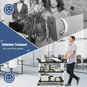 Costway Robustní 3patrový servisní vozík s humanizovanými rukojeťmi, velkým