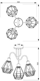 Přisazený lustr BERGEN 3xE27/60W/230V