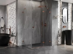 Mexen Lunar, výklopný sprchový kout pravý 100 x 70 cm, 8mm čiré sklo, profil růžové zlato, 834-100-070-60-00-P