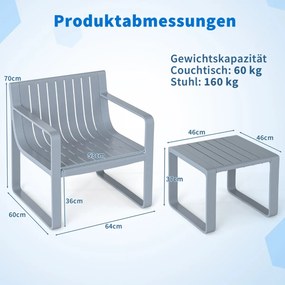 Costway 2-dílná sada zahradního nábytku vyrobená z PP balkonová sada zahradní