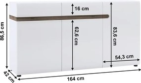 Komoda, bílá extra vysoký lesk HG/dub sonoma truflový, LYNATET 40