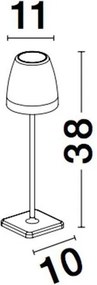 NV 9223401 Venkovní stolní lampa COLT bílý litý hliník a akryl LED 2W 3000K IP54 62st. 5V DC vypínač na těle USB kabel stmívatelné - NOVA LUCE