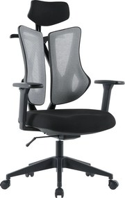 Kancelářská  ergonomická  židle MORA — síť / látka, šedá / černá
