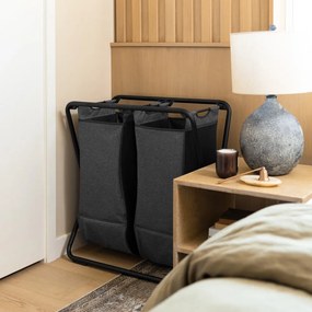 Tmavě šedý skládací látkový koš na prádlo 200 l – simplehuman