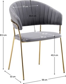Designové jídelní křeslo DECO - Velvet látka, šedohnědá / zlatá