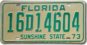 Americká SPZ Florida 1973 Sunshine State 16D14604
