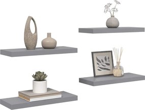 Plovoucí nástěnné police 4 ks šedé 60 x 23,5 x 3,8 cm MDF 323855