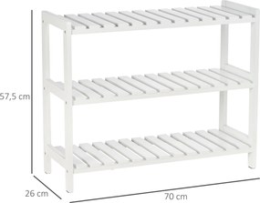 HOMCOM Dřevěná Botník 3-patrový Regál na Boty pro 9 Párů do Předsíně 70x26x57.5 cm Bílý