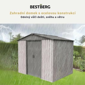 Zahradní domek BestBerg ZDB-4SD / 4,1 m² / 236 x 174 x 206 cm / dekor bílé dřevo/šedá