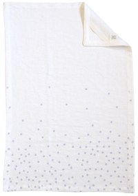 TULULUM Lněná utěrka bílá, s autorským potiskem CONFETTI - fialková, 44 x 66 cm
