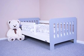 Dětská postel se zábranou New Baby ERIK 160x80 cm bílo-šedá Šedá