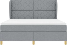 Postel s boxspringem s čelo Světle šedá 200 x 180 cm textil 3340830