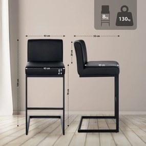 Barová židle Hopewell umělá kůže B – černá