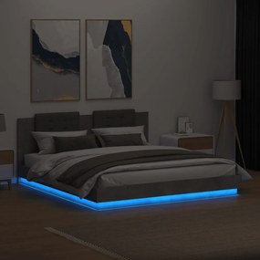 Rám postele s čelem a LED osvětlením betonově šedý 200x200 cm 3209985