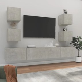 6dílný set TV skříněk betonově šedý kompozitní dřevo 3114265
