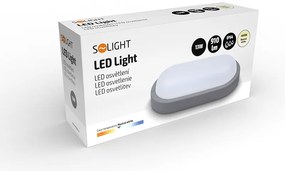Solight LED venkovní osvětlení oválné, 13W, 910lm, 4000K, IP54, 21cm, šedá barva