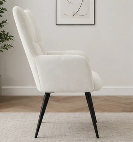 křeslo relaxační, s podnožkou, odpočinkové, ušák, kov/samet, 98x63x69 cm, černá/bílá, Dekorino KR20260021