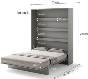 Výklopná vysoká postel 160 REBECCA šedá