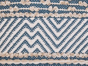 Bavlněný polštář s geometrickým vzorem 45 x 45 cm béžovo modrý DEWBERRY Beliani