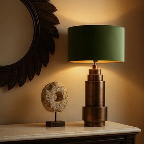 Stolní lampa v art deco stylu bronzová s sametovým stínidlem zelená se zlatem 50 cm - Bruut