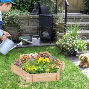 Záhon Outsunny, šestiúhlý venkovní květináč bez základny, montáž bez nářadí, jedlové dřevo, 100x92x16cm