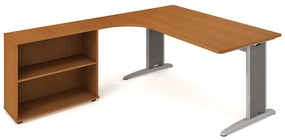 Sestava stolu a skříně pravá 180 cm - Hobis Flex FE 1800 H P Dekor stolové desky: třešeň, Barva nohou: Stříbrná