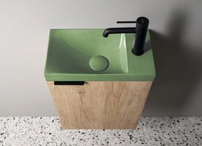 Sapho Sapho, AGOS betonové umyvadlo 40x22cm, levé/pravé, zelená lesk, AS40023