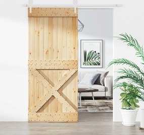 vidaXL Posuvné dveře s kováním 90 x 210 cm masivní borové dřevo [3203226]