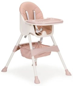 Vysoká židle na krmení 2v1 růžová