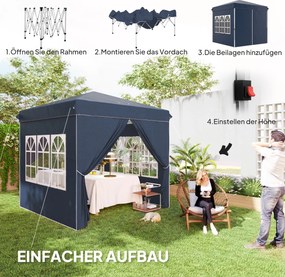 Outsunny altán 2,5x2,5 m, vodoodpudivý stabilní zimní pop-up skládací altán, UV ochrana 50+, skládací párty stan zahradní stan se 4 bočními panely ta…