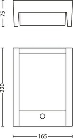 LED Venkovní nástěnné svítidlo Philips Arbour s pohybovým čidlem 16461/93/P3 antracitové 4000K