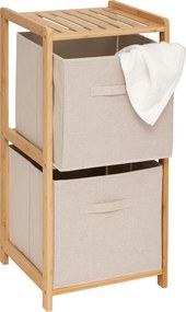 Bambusový regál TIDY se dvěma látkovými boxy, 34,7 x 33 x 77,5 cm
