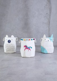 Bílý látkový dětský koš na hračky ø 40x48 cm Mimo Cat Face – Premier Housewares