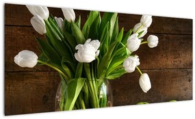 Váza s tulipány - obraz (100x40cm)