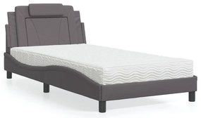 Postel Viana s matrací šedá 100 x 200 cm umělá kůže 3208778