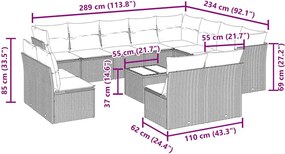 13dílná zahradní sedací souprava podušky světle šedá polyratan 3250321