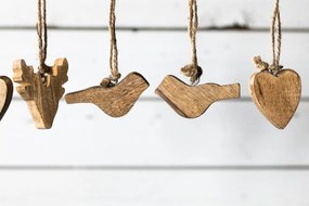 Dekorace přírodní dřevěné srdce na provázku S - 4,5*1*6 cm