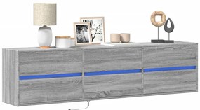Nástěnná TV skříňka s LED šedá sonoma 180 x 31 x 45 cm 3307938