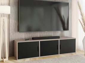TV skříňka ROJO 3 kašmír + černý uzavřená TV skříňka s policí