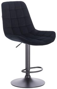 Velurová barová židle PARIS - černá na černé podstavě