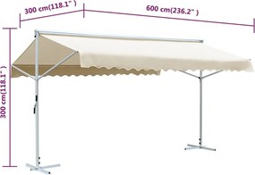 vidaXL Marketos Volně stojící markýza 600 x 300 cm krémová