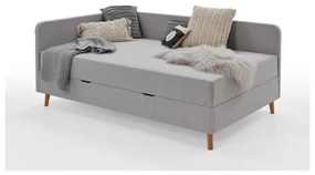 Světle šedá čalouněná jednolůžková postel s úložným prostorem 90x200 cm Cabana – Meise Möbel