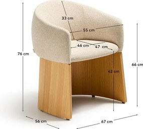 Béžové čalouněné jídelní křeslo s područkami Bosca – Kave Home