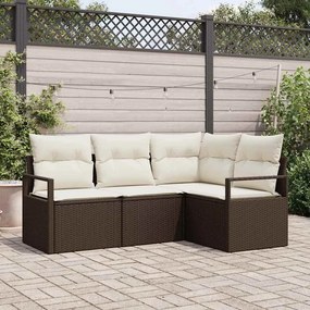 Set pohovek 4 pcs Hnědá polyratan 3346358