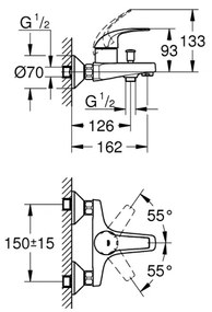 GROHE 23599000 - Vanová baterie EUROSMART DN 15 lesklý chrom